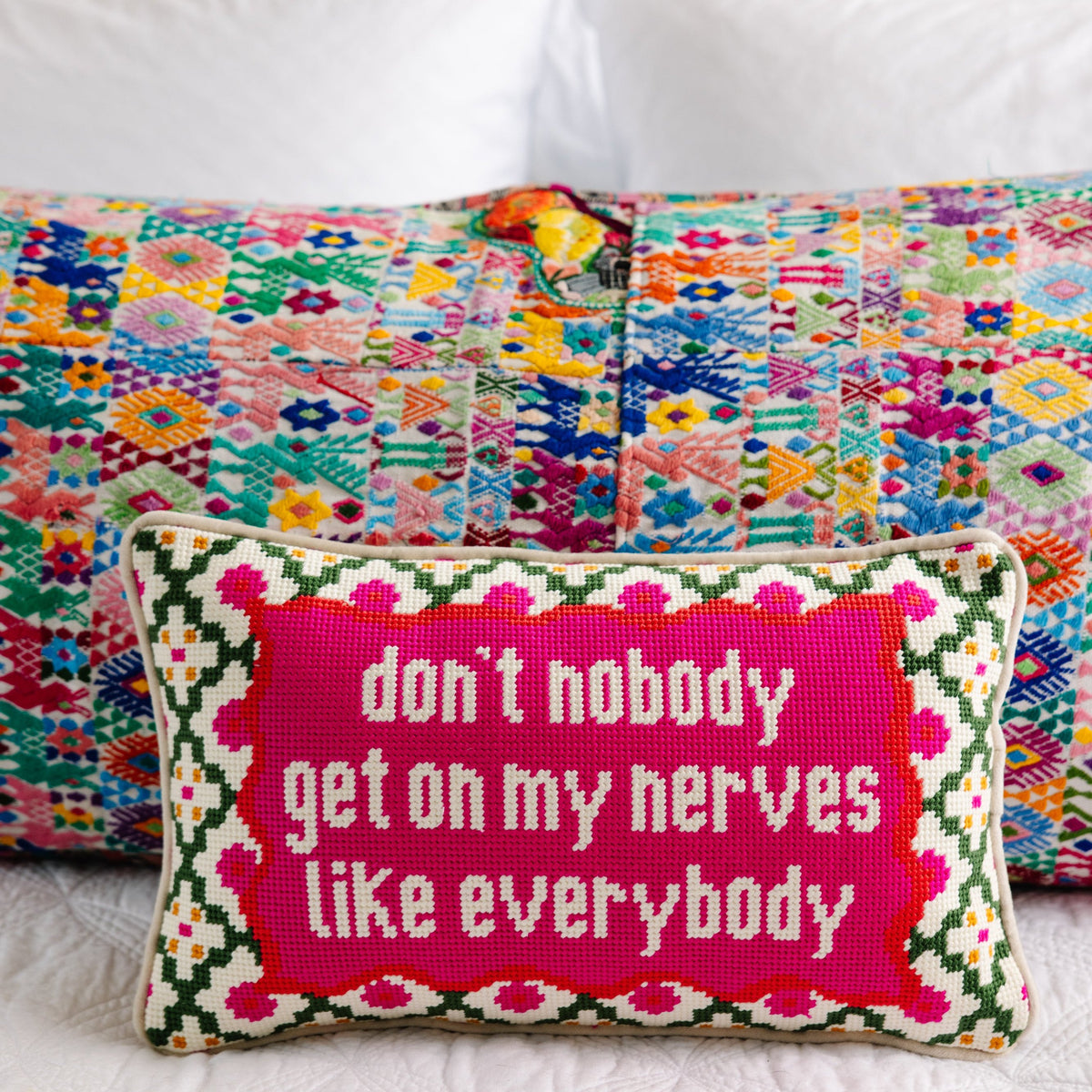 Furbish Studio Get On My Nerves Needlepoint Pillow Furbish Studio Get On My Nerves Needlepoint Pillow