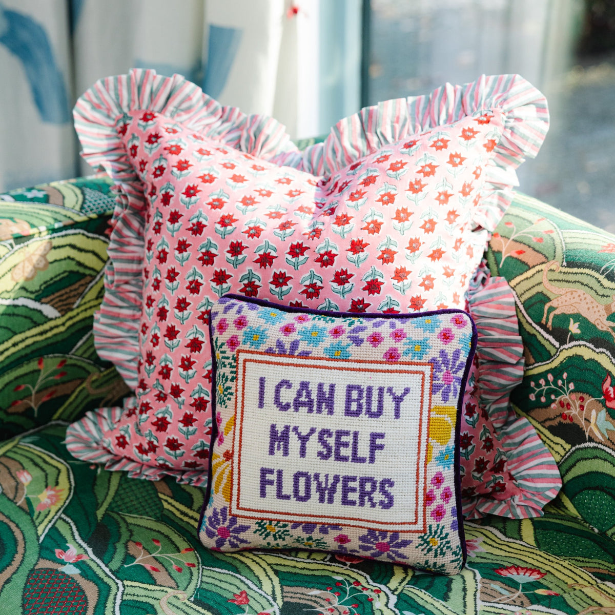 Furbish Studio - Flowers Needlepoint Pillow
