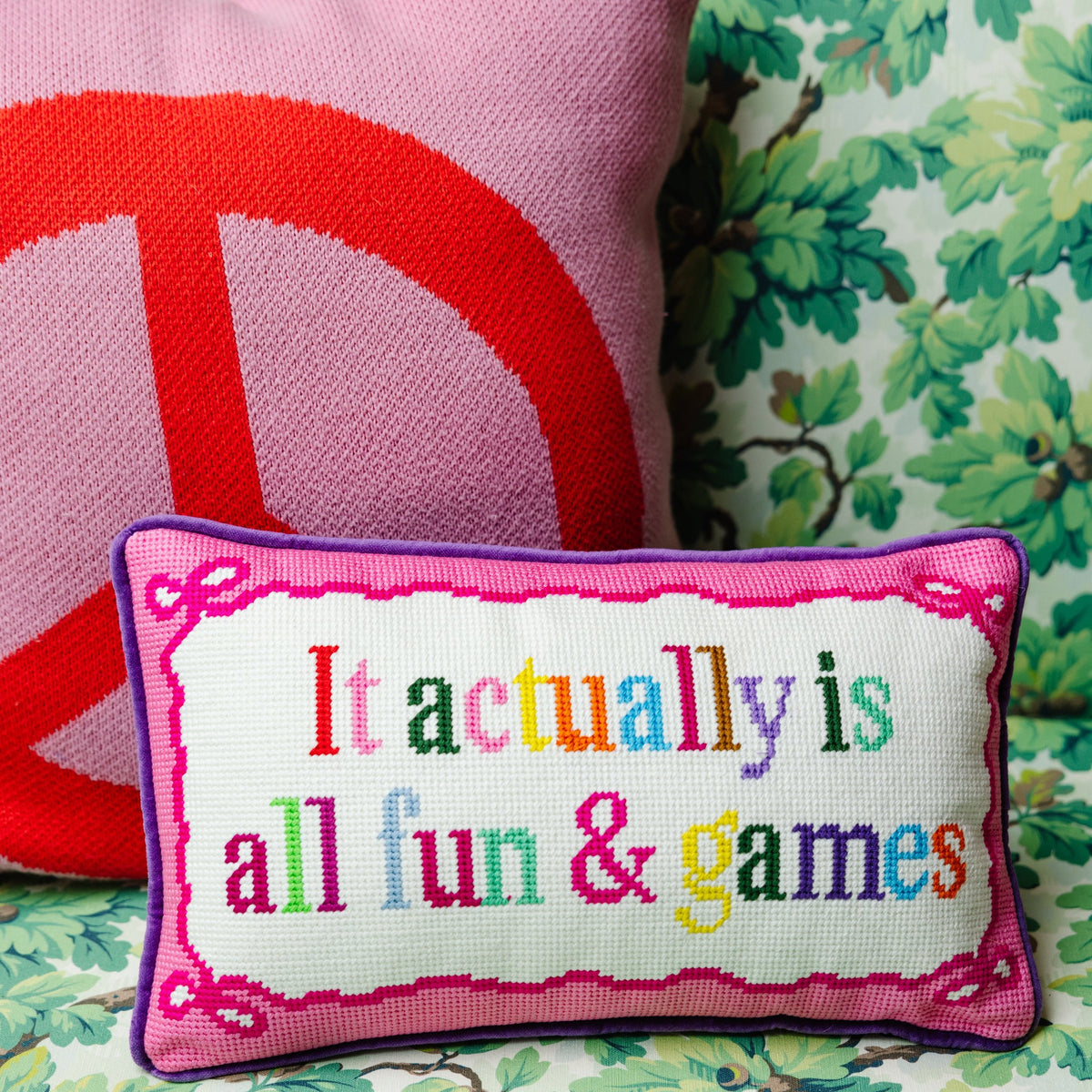 Furbish Studio - Fun And Games Needlepoint Pillow