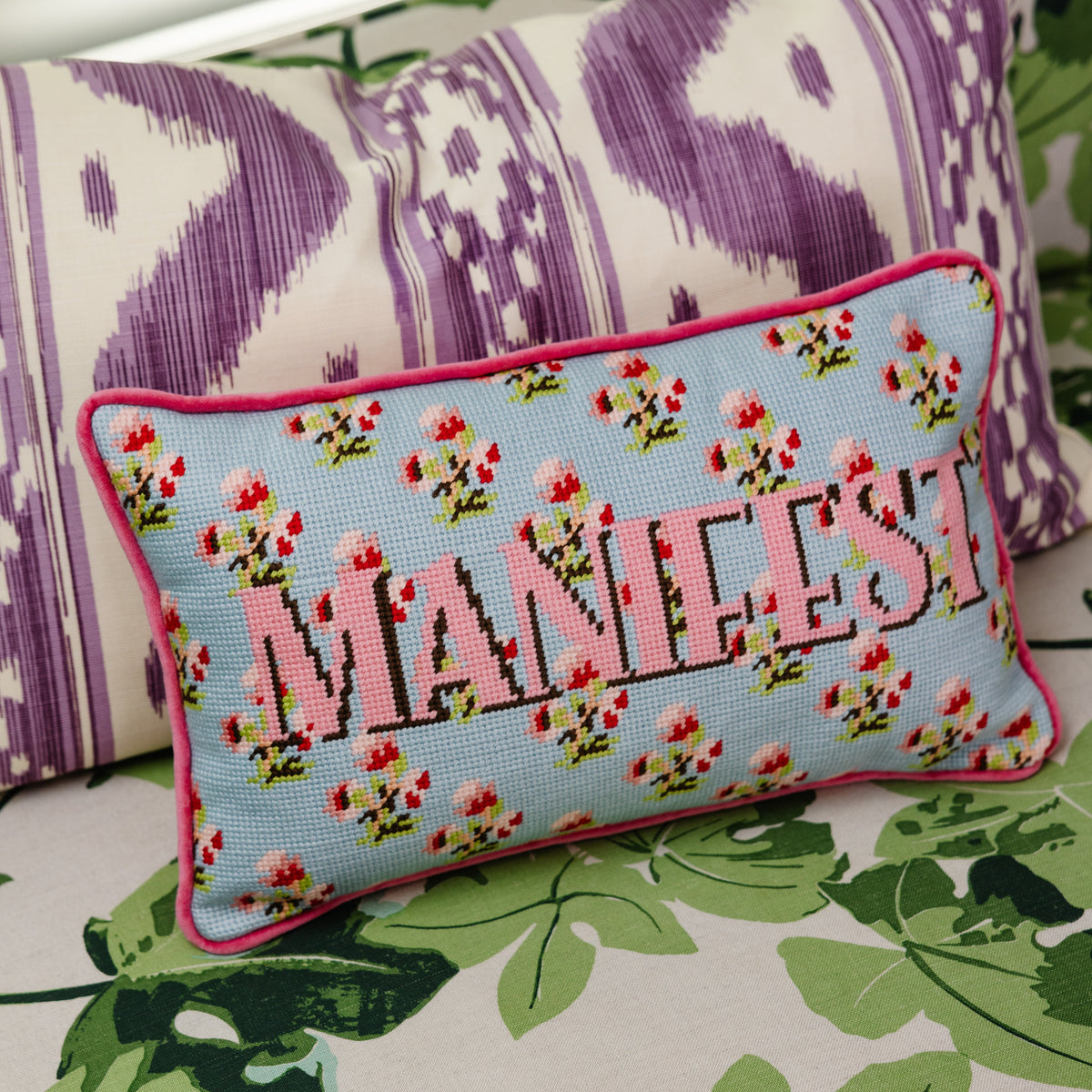 Furbish Studio - Manifest Needlepoint Pillow